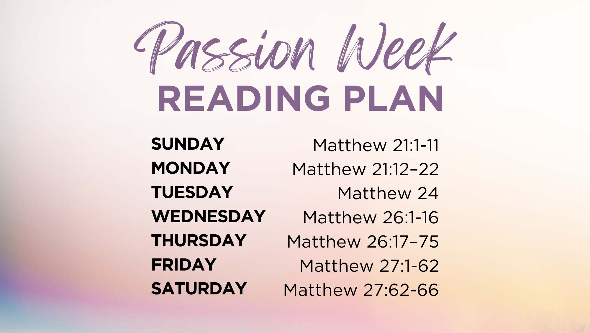 CFC Blog | Passion Week Bible Reading Plan